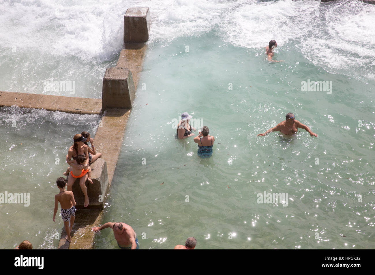 looking down on the Ross jones memorial ocean pool at Coogee beach in ...