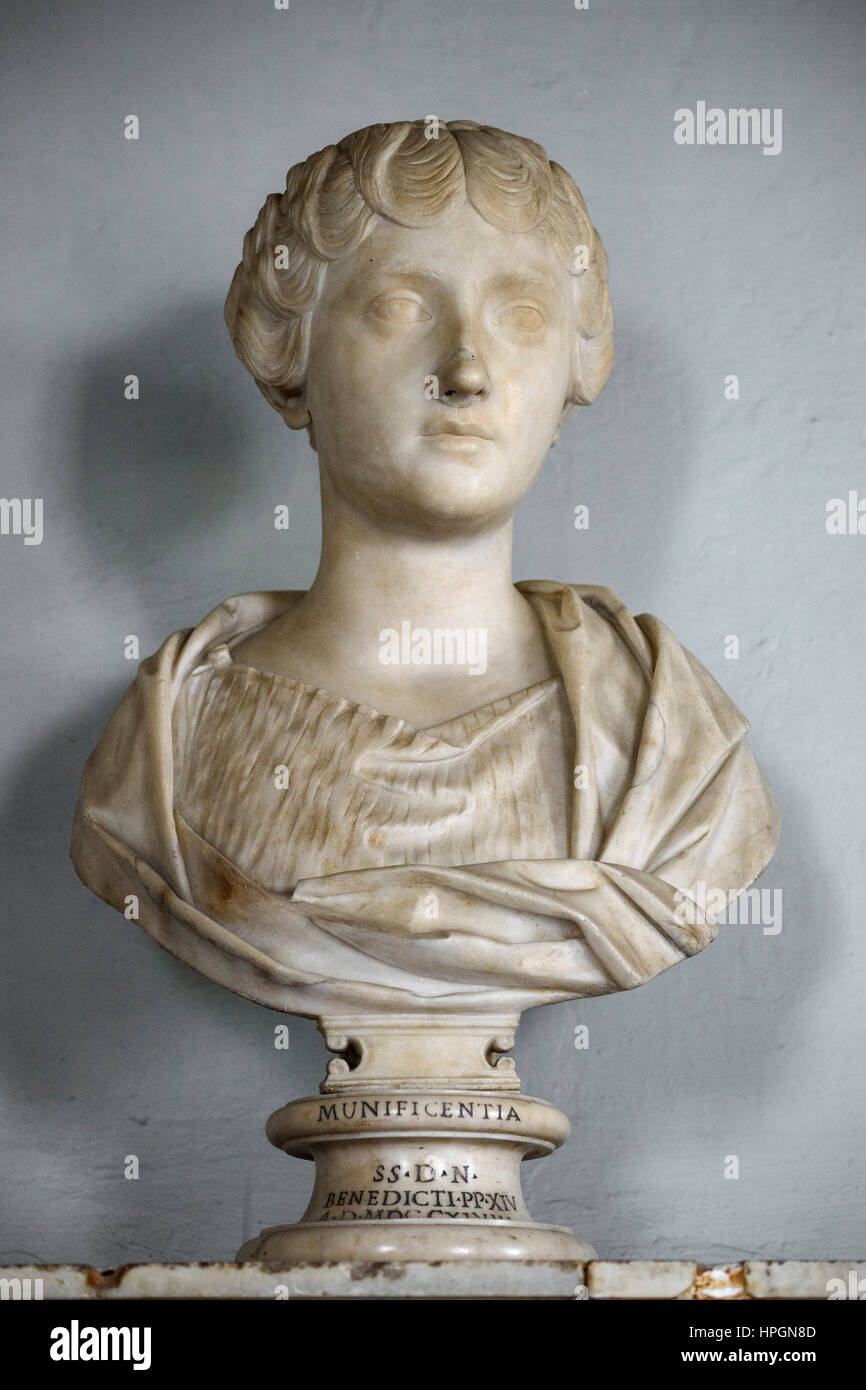 Rome. Italy. Portrait bust of young Annia Galeria Faustina Minor (the Younger) (ca.130-175 AD ...