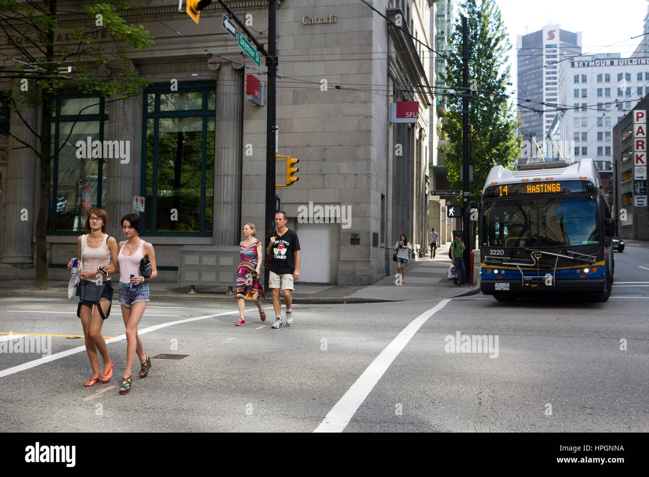 street crossing in downtown Vancouver Stock Photo - Alamy