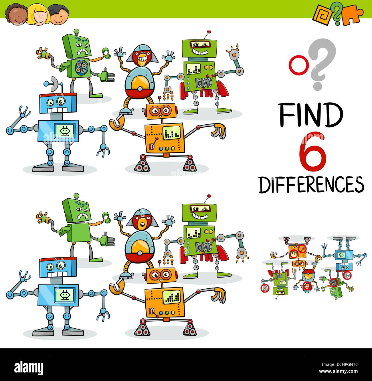 Cartoon Illustration of Finding the Difference Educational Activity for ...