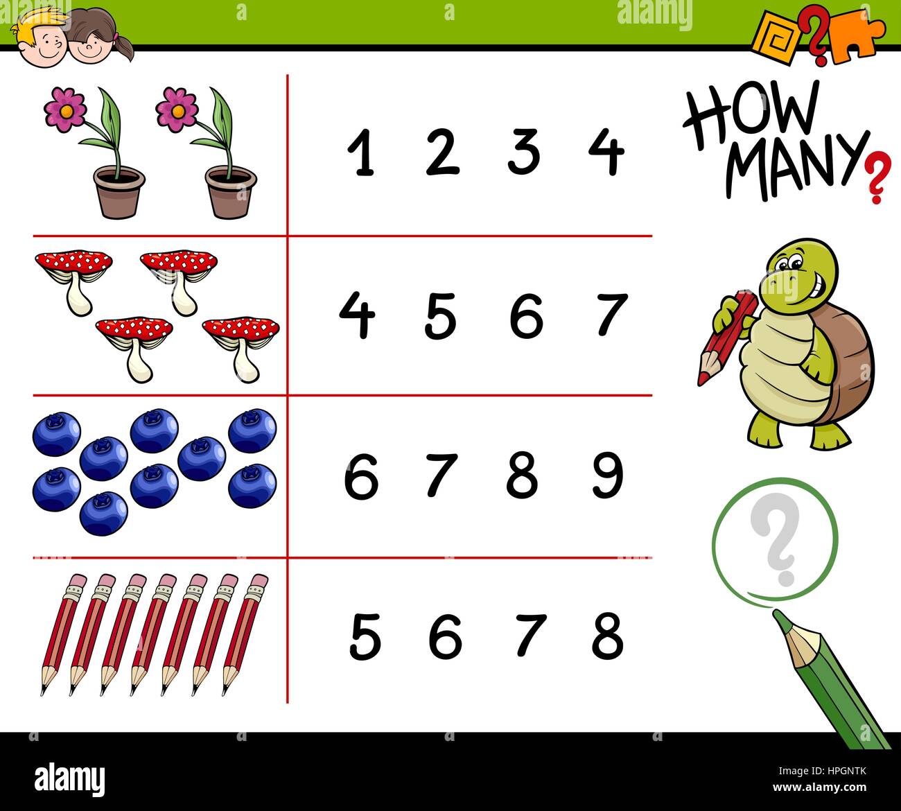 Cartoon Illustration of Educational Counting Activity for Children ...