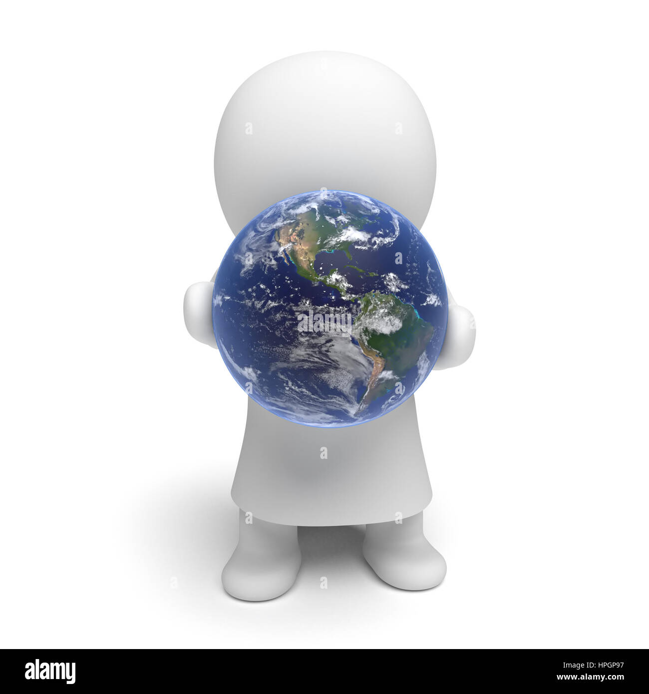 3d person wearing a gown holding planet Earth (3d illustration isolated ...