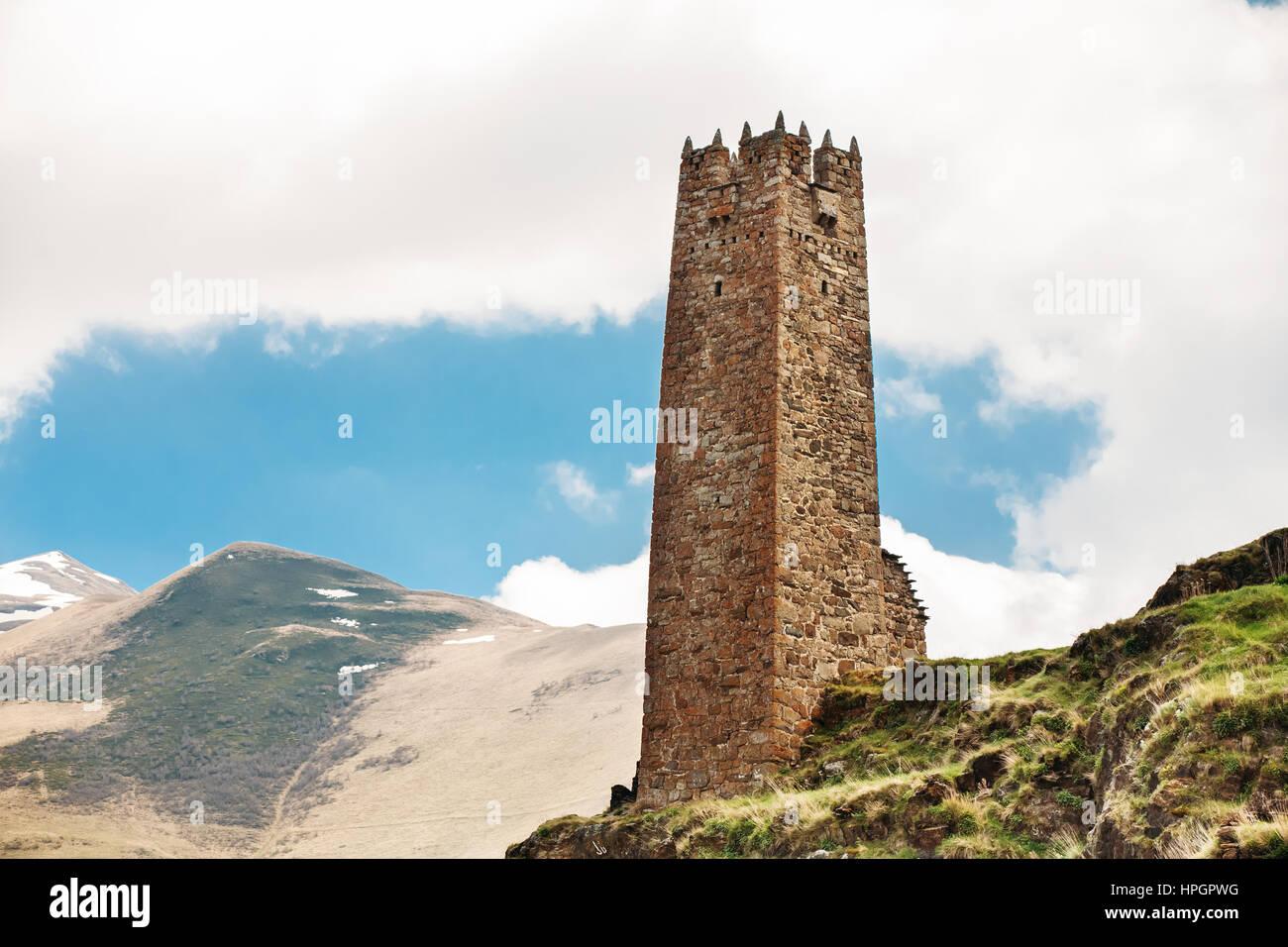 Ancient Old Stone Watchtower On Sky Background In Pansheti Village ...
