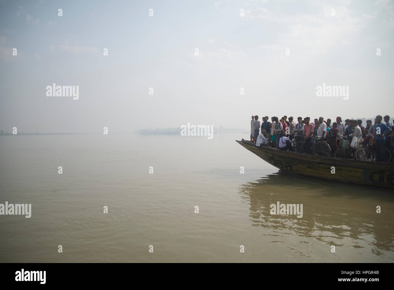 Packed boat on the Ganges, India Stock Photo - Alamy