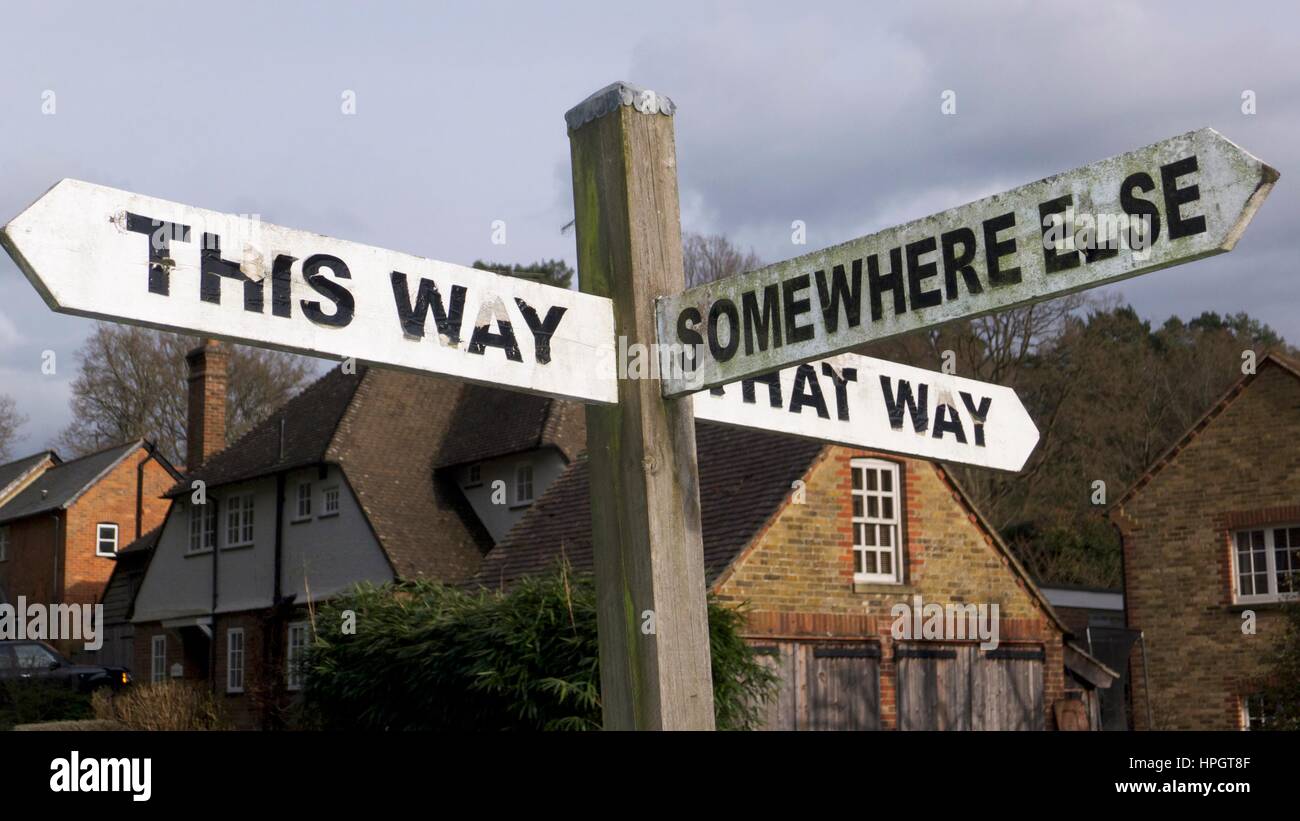 Wooden Direction Sign High Resolution Stock Photography and Images - Alamy