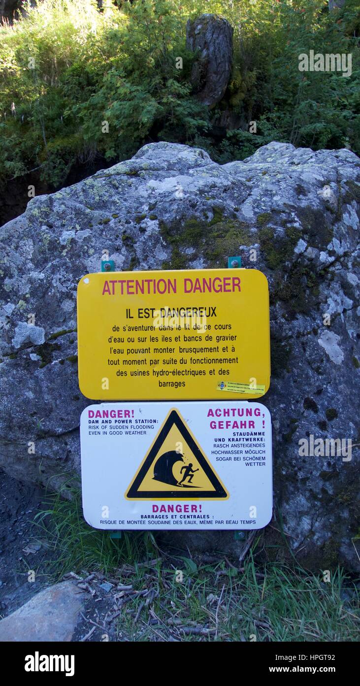 Two warning signs hi-res stock photography and images - Alamy