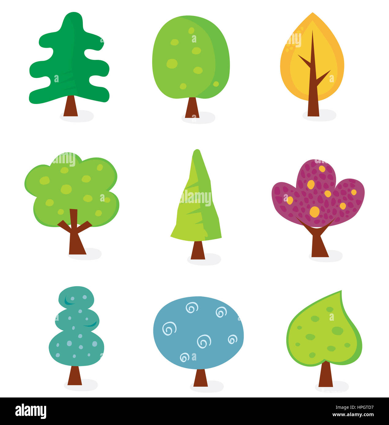 5255274 - retro tree designs. retro vector illustration of nine trees ...
