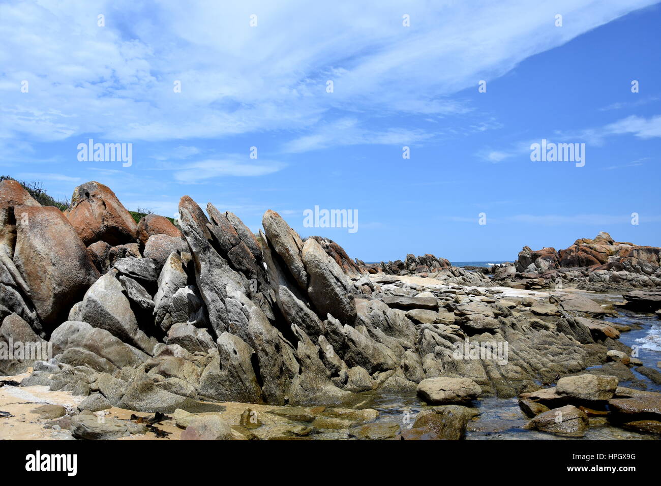 View of coastline of Cape Conran Coastal Park in summer, Marlo in ...