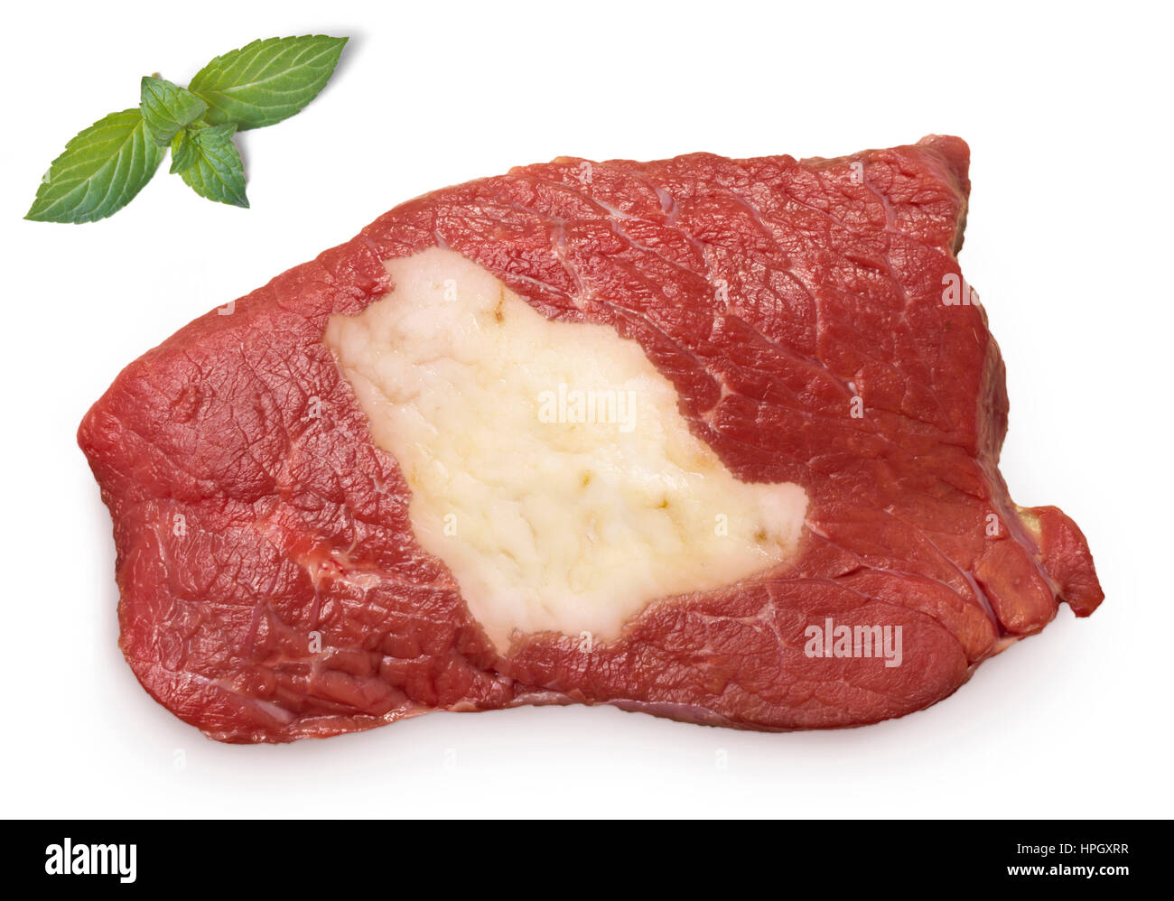 Raw meat (roast beef) and fat composed into it in the shape of Saudi ...
