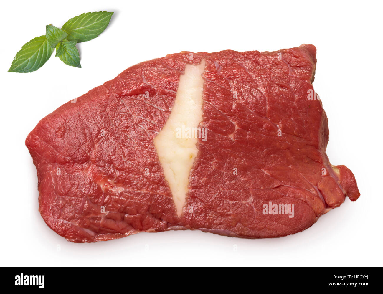 Raw meat (roast beef) and fat composed into it in the shape of Israel ...