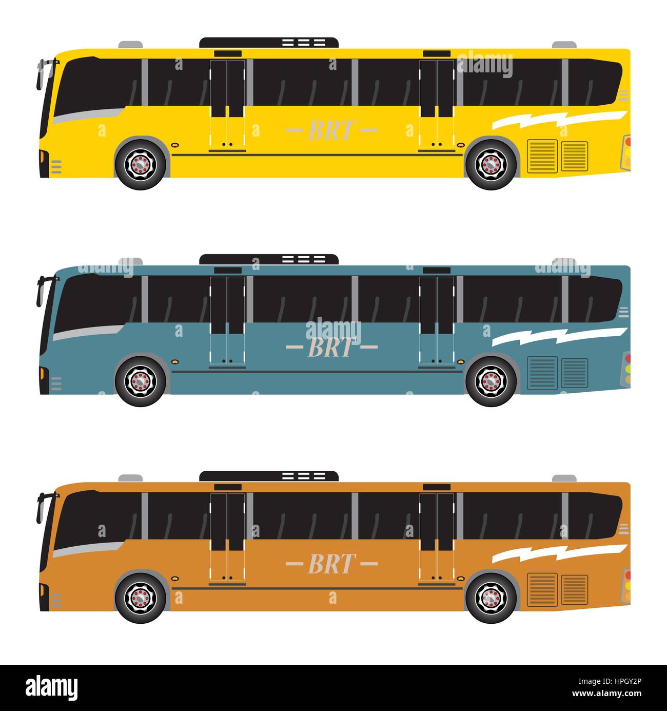 Set of Bus Rapid Transit or BRT Vector ioslated in with background ...