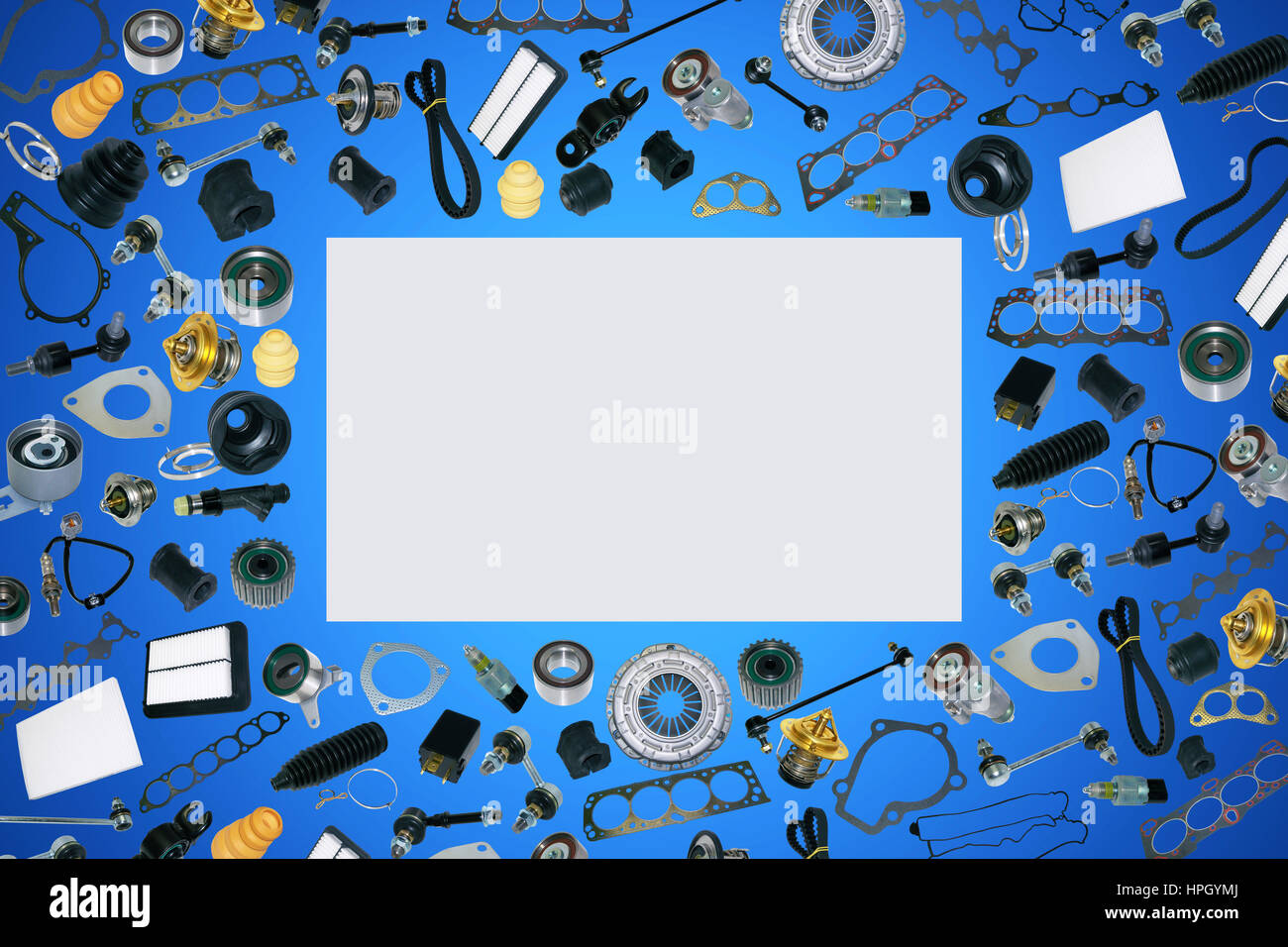 Auto parts car on the blue background set Stock Photo - Alamy