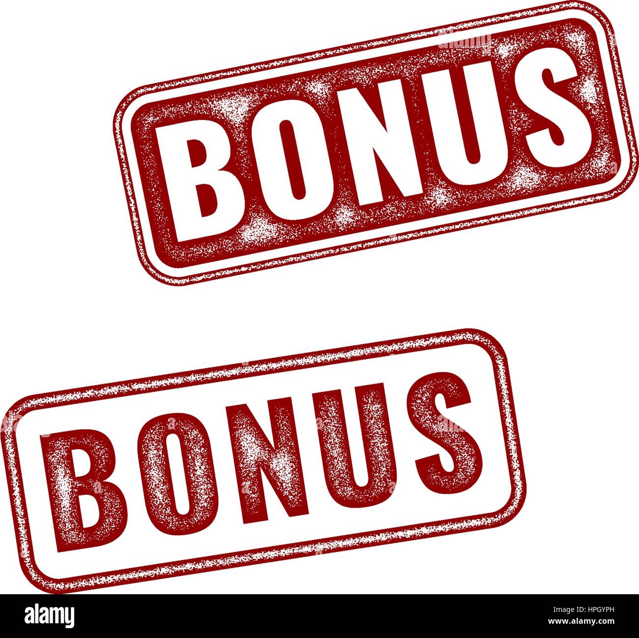 Set of red realistic vector Bonus grunge rubber stamp isolated on white ...