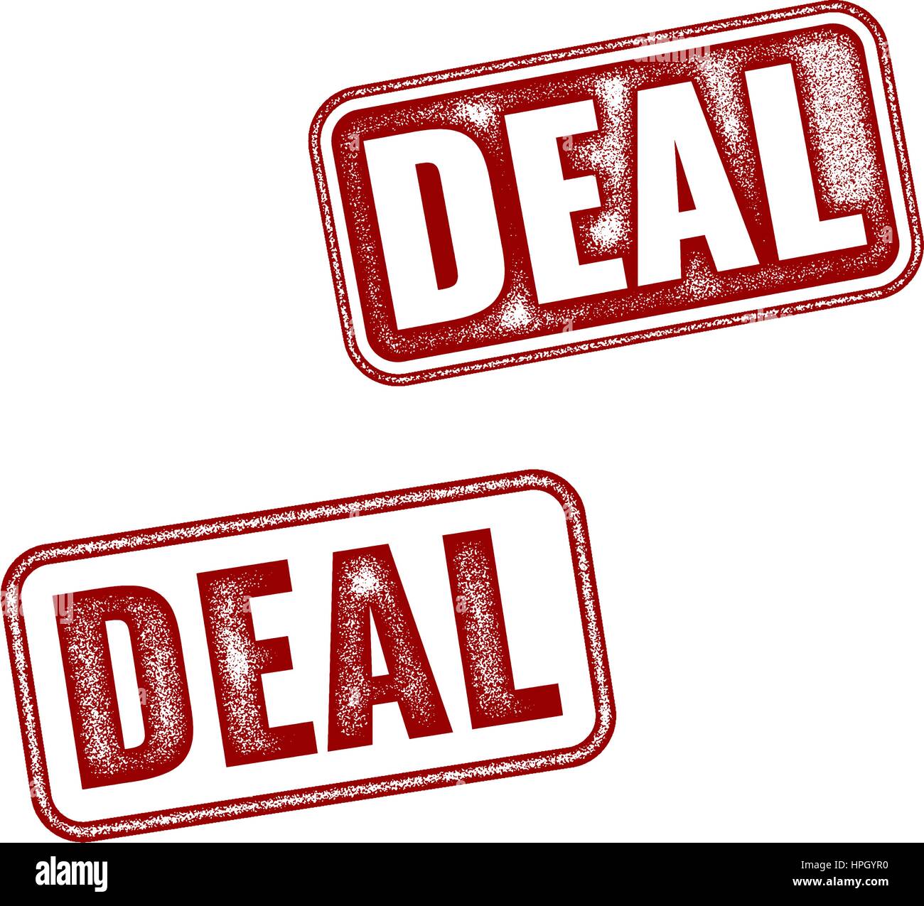 Two variants of Grunge rubber stamp Deal isolated on white background ...