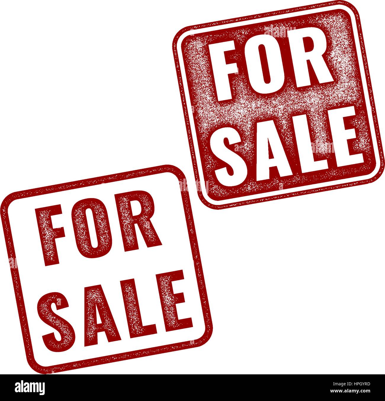 Two red realistic vector For Sale stamps isolated on white background ...