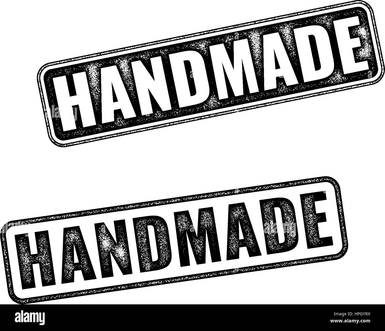 Two realistic vector Handmade grunge rubber stamps isolated on white ...