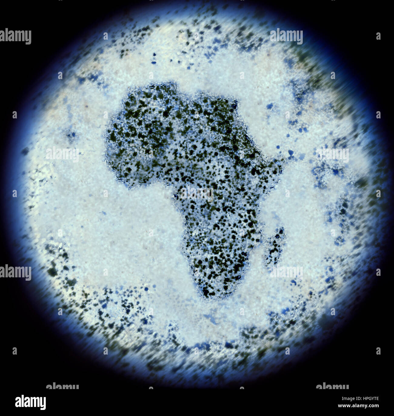 A simulated view through a microscope on bacterias in the shape of ...