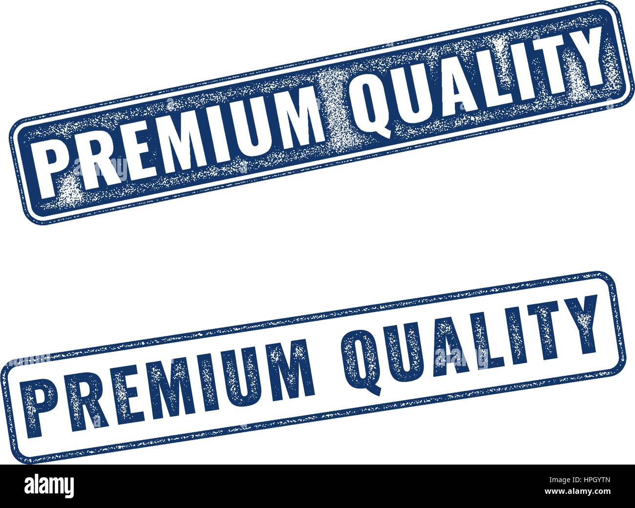 Two realistic vector Premium Quality grunge rubber stamps isolated on ...
