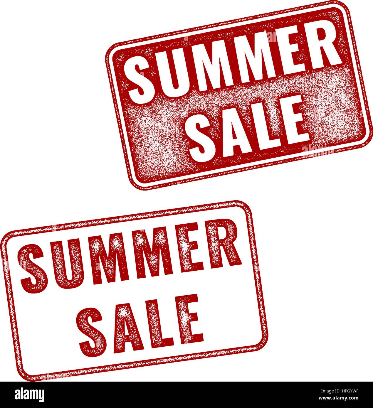 Two red realistic vector Summer Sale stamps isolated on white ...