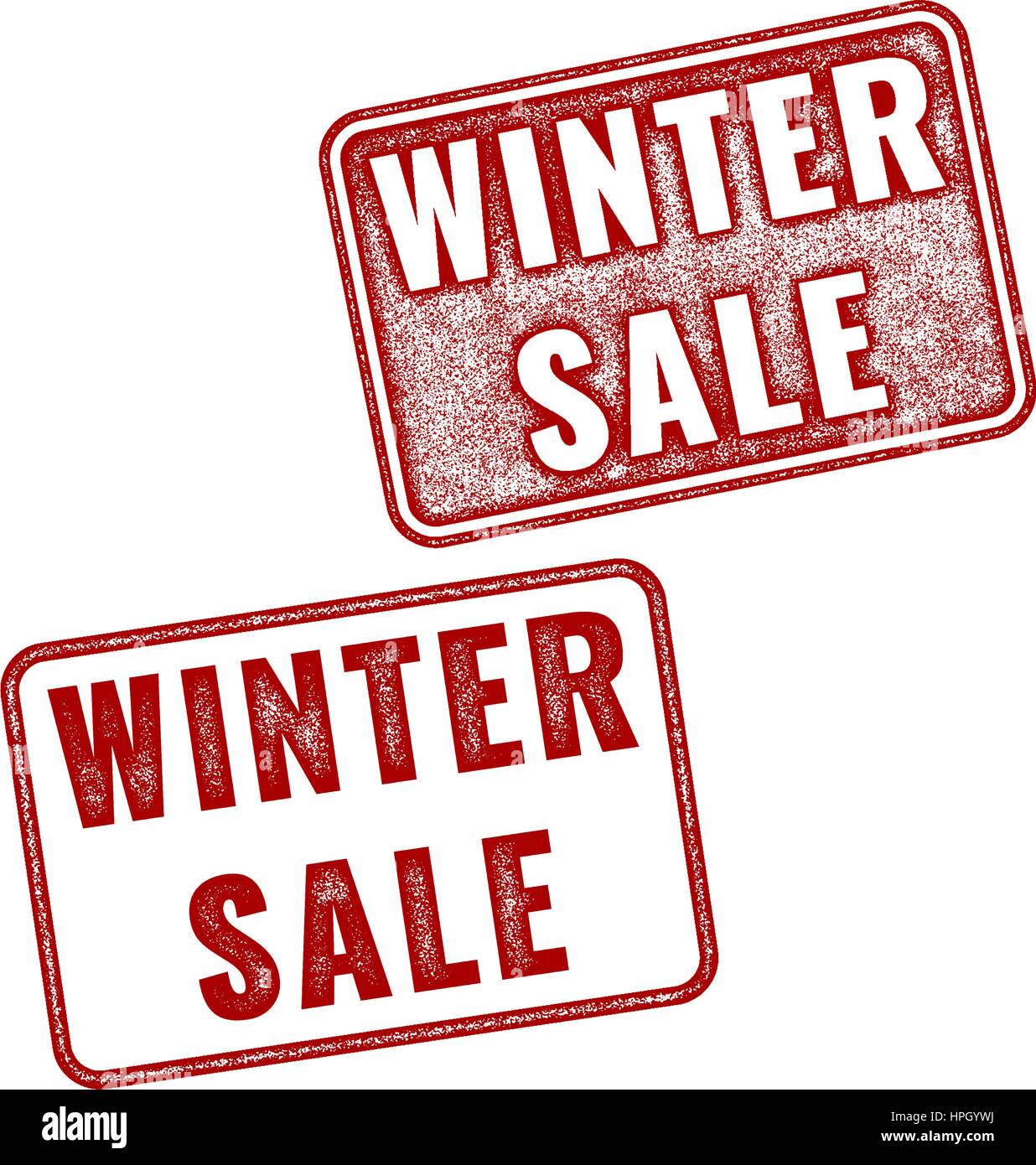 Two red realistic vector Winter Sale stamps isolated on white ...