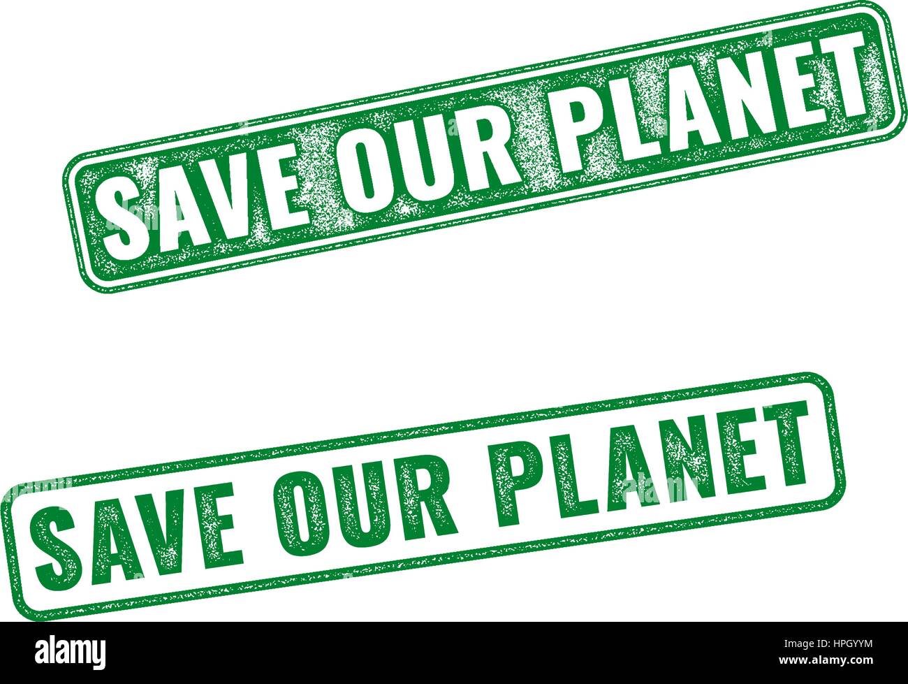 Realistic green vector grunge rubber stamp Save our Planet isolated on ...
