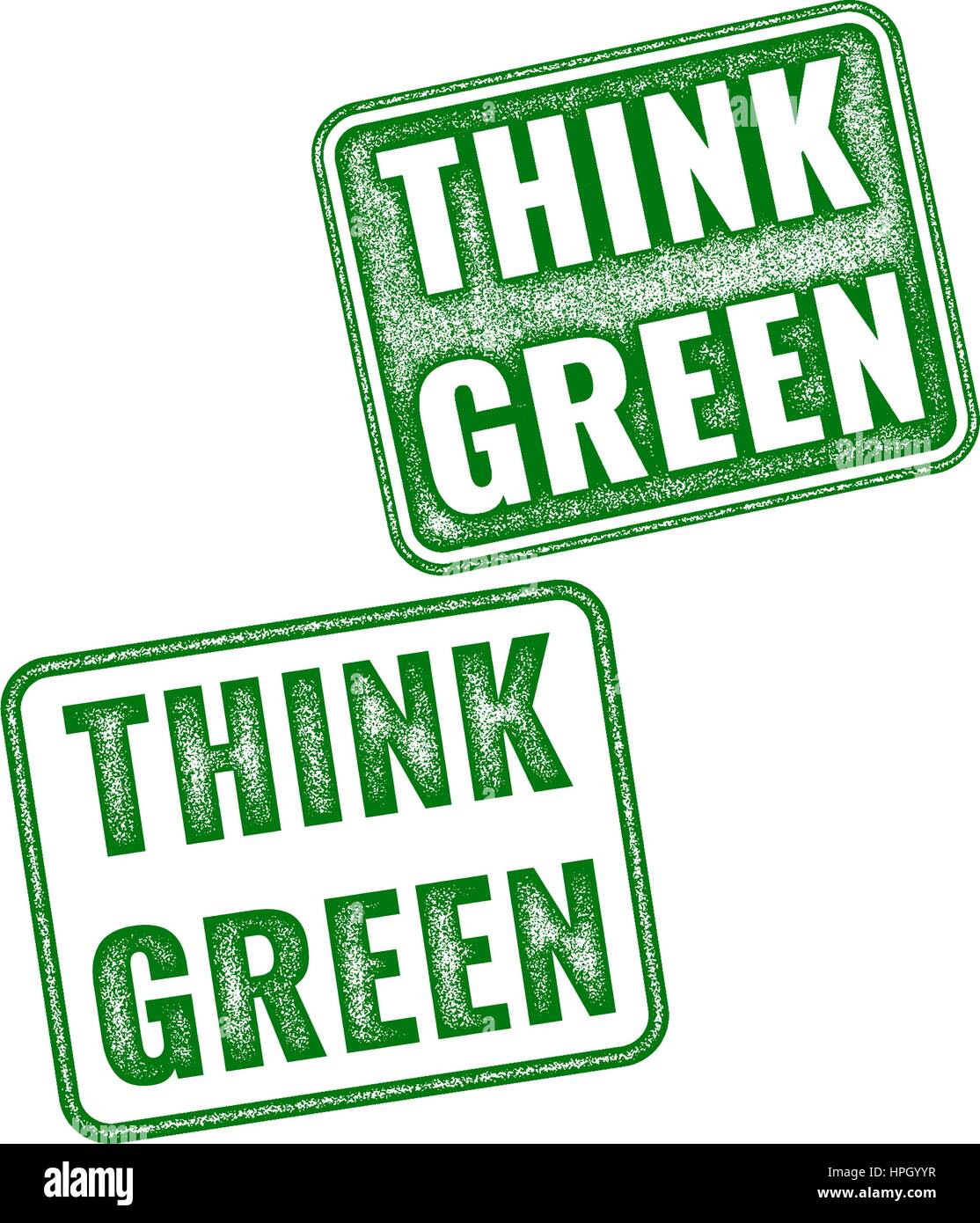 Realistic green vector grunge rubber stamp Think Green isolated on ...