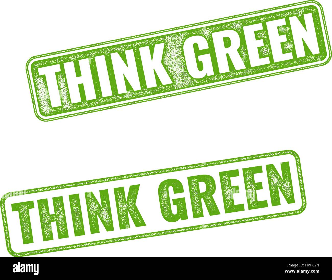 Realistic green vector grunge rubber stamp Think Green isolated on ...