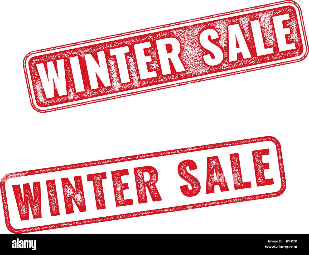 Two red realistic vector Winter sale stamps isolated on white ...