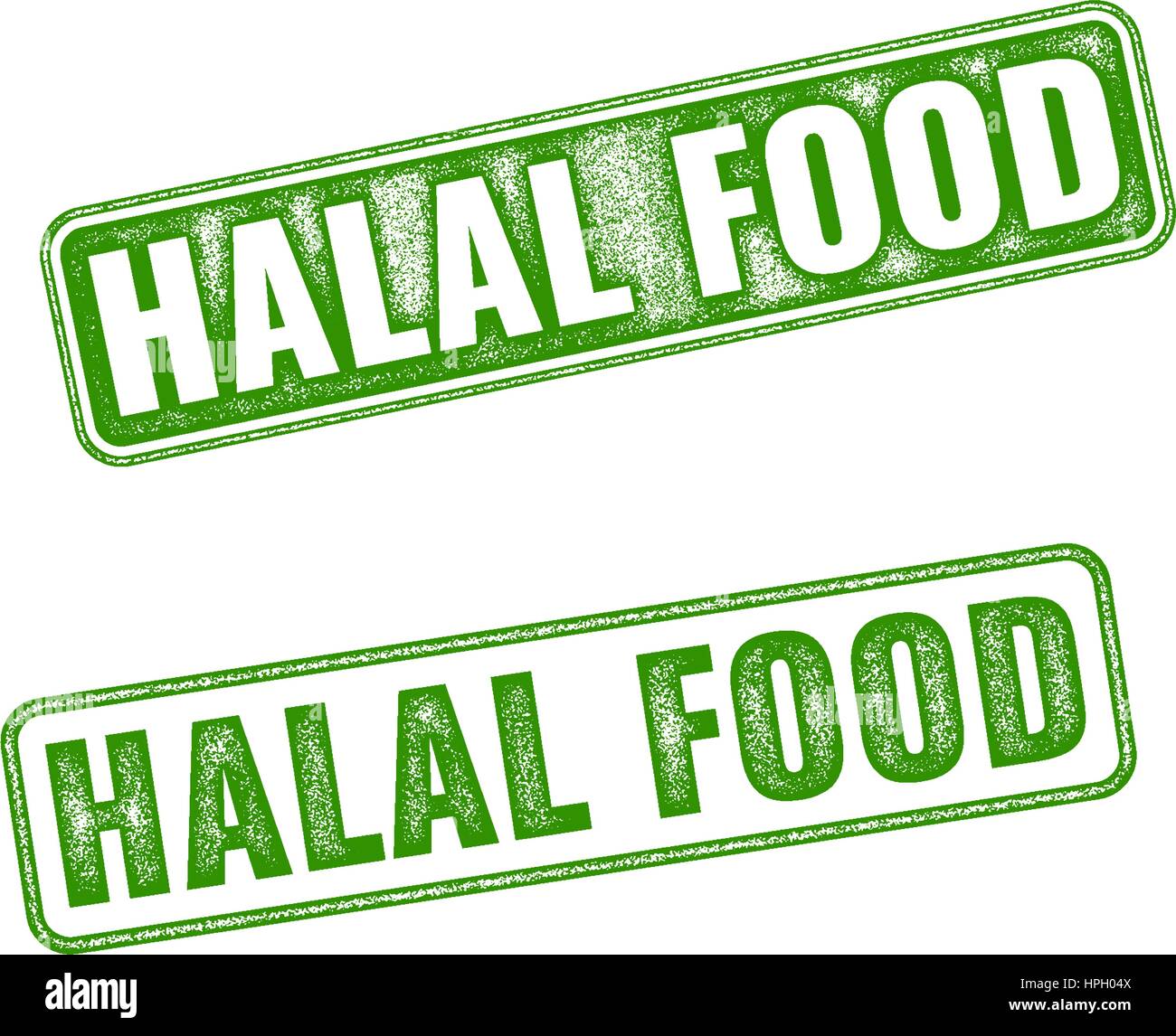 Set of green realistic vector Halal Food grunge rubber stamp isolated ...