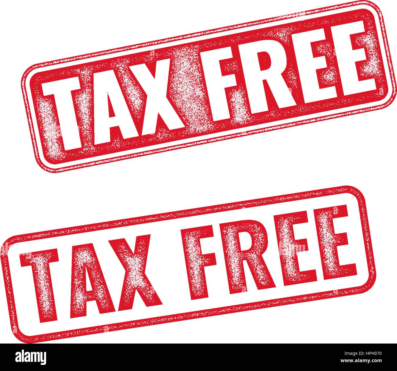 Tax free grunge rubber stamp isolated on white. Realistic red vector ...