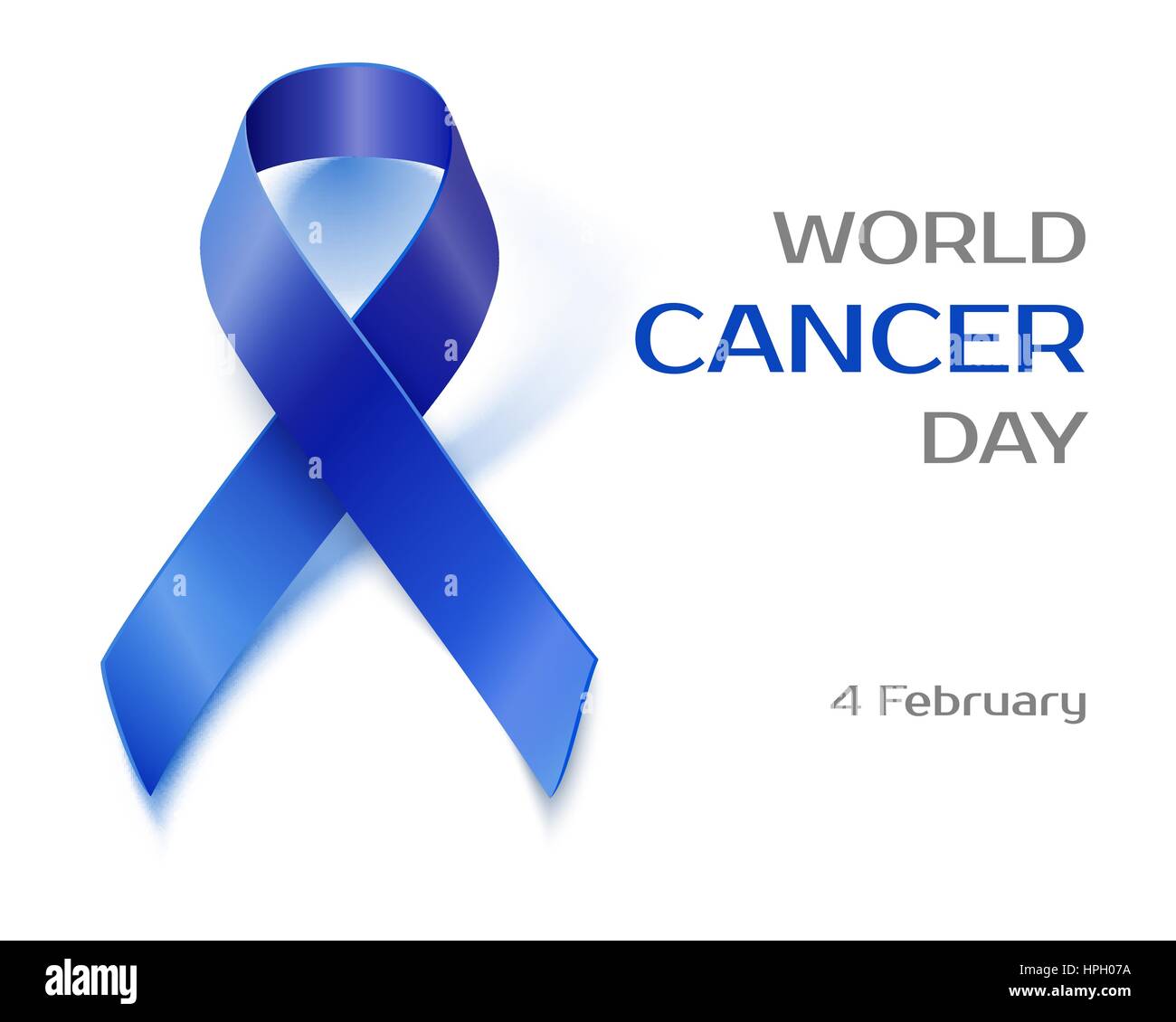 Awareness blue vector ribbon isolated on white background. World Cancer ...