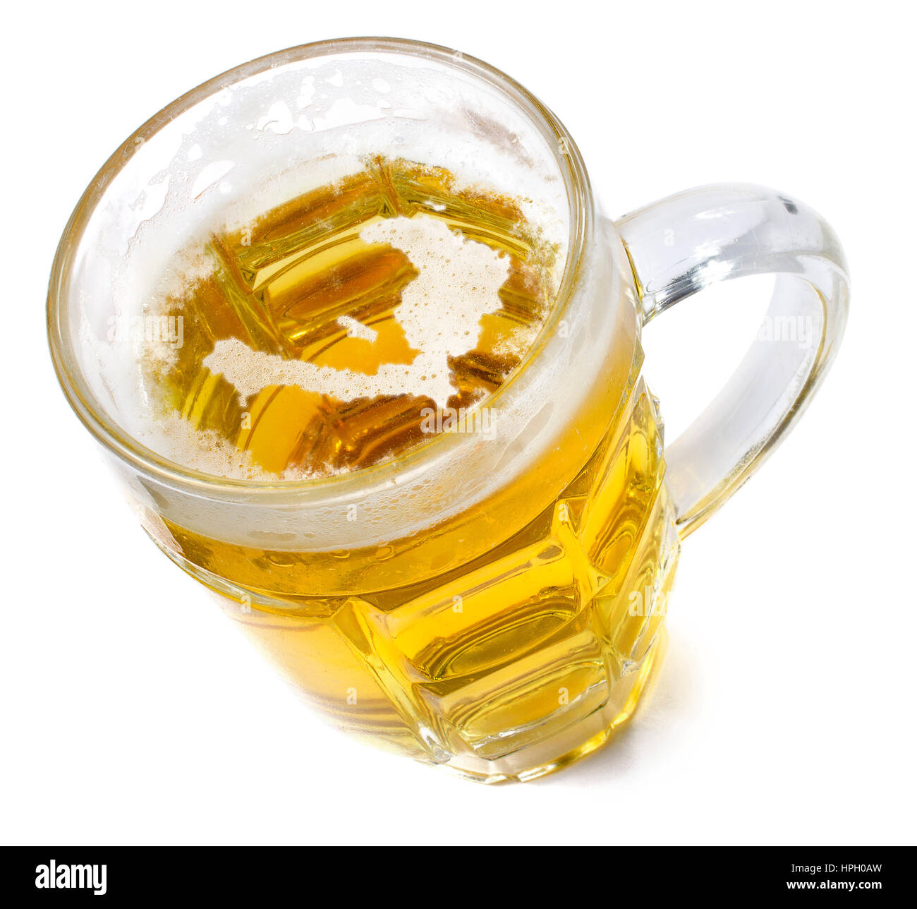 Beer head in the shaped of Haiti and a beer.(series Stock Photo - Alamy