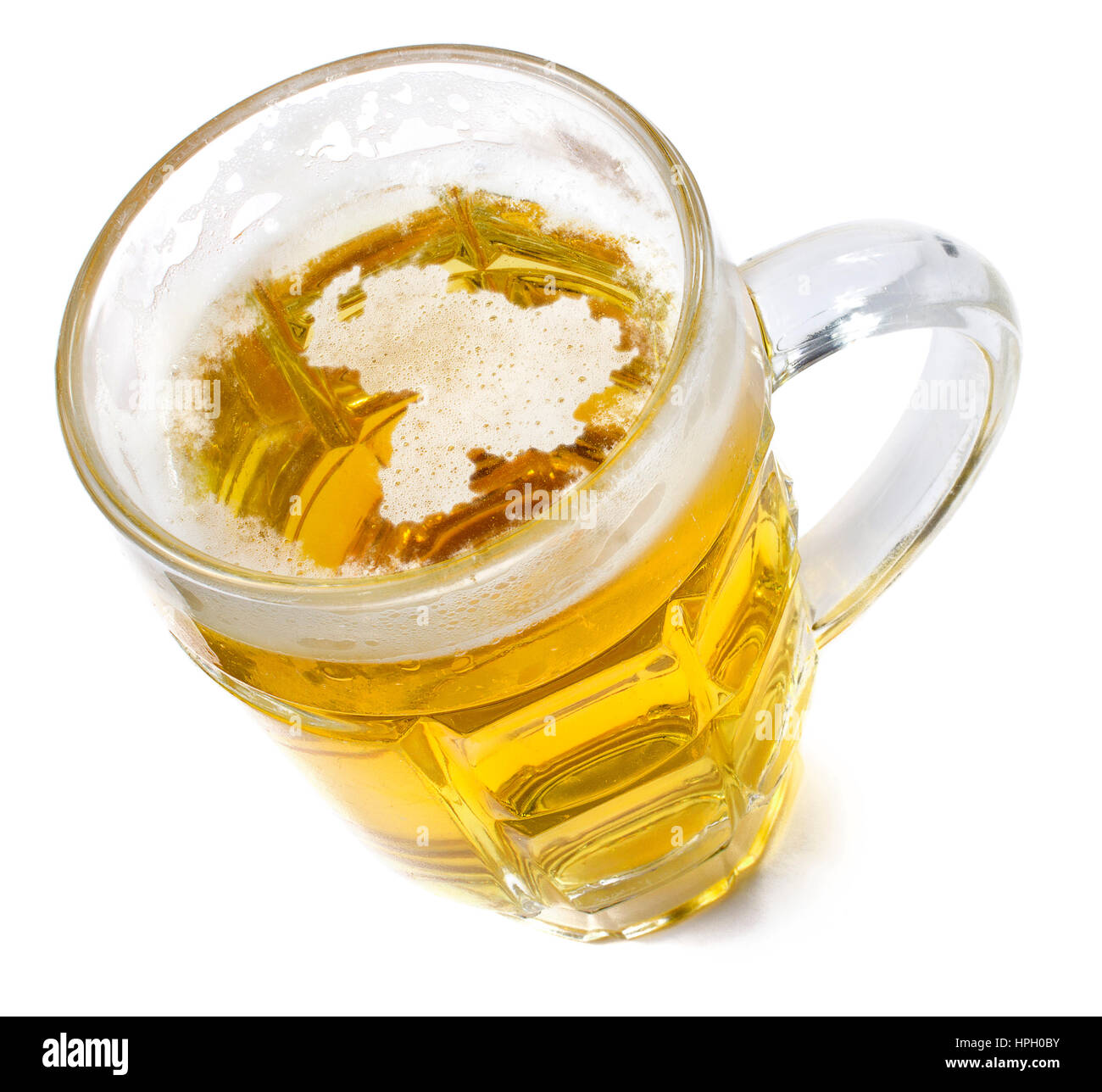 Beer head in the shaped of Venezuela and a beer.(series Stock Photo - Alamy