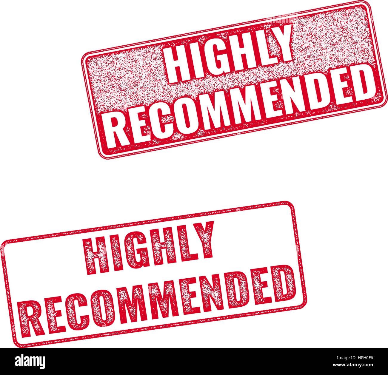 Highly Recommended vector grunge textured red rubber stamp isolated on ...