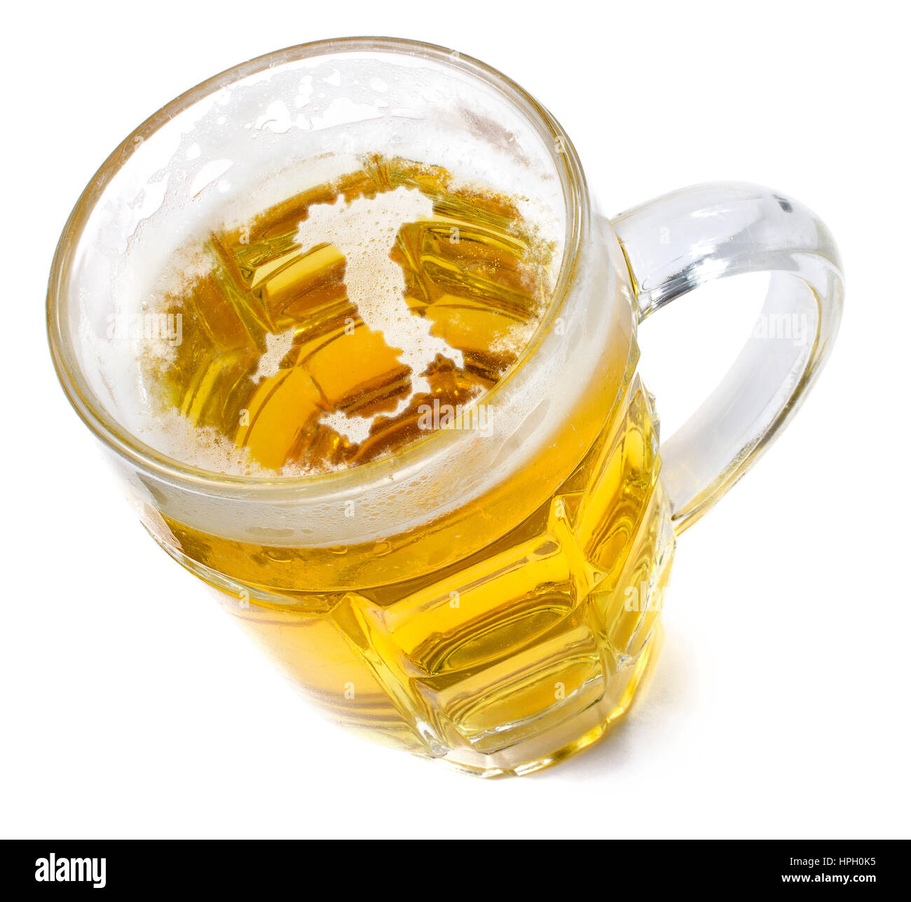 Beer head in the shaped of Italy and a beer.(series Stock Photo - Alamy