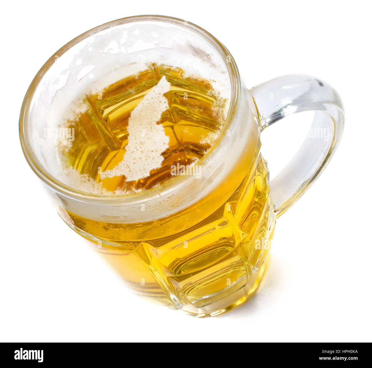 Beer head in the shaped of Lichtenstein and a beer.(series Stock Photo ...