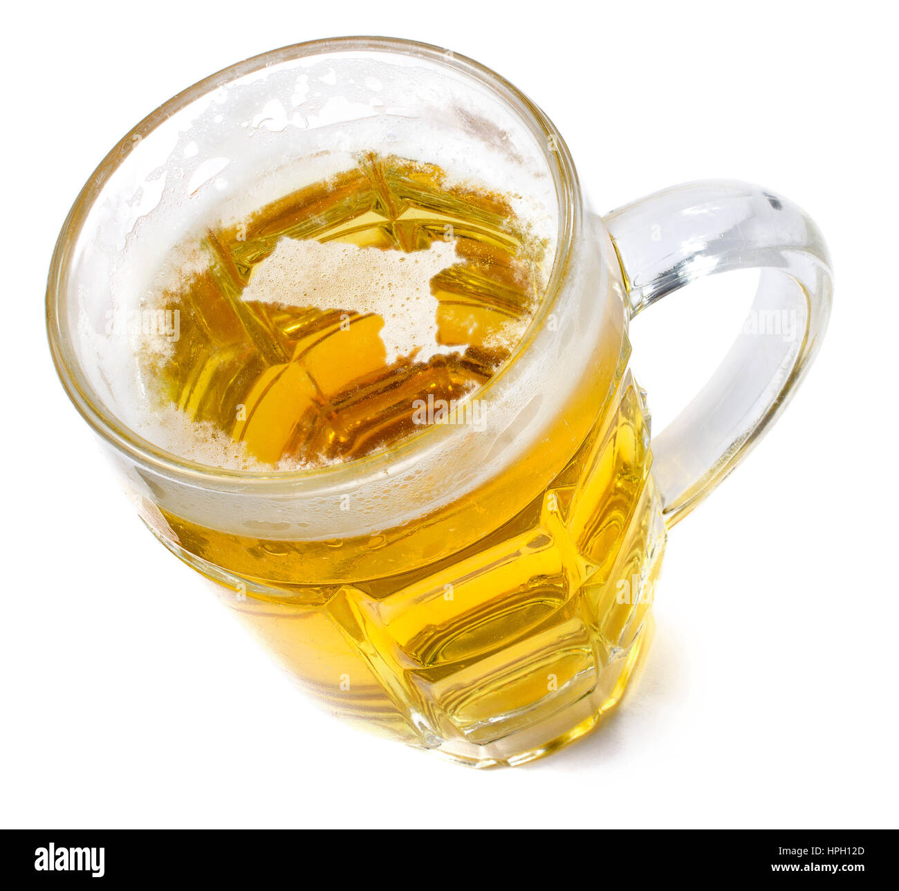 Beer head in the shaped of Massachusetts and a beer.(series Stock Photo ...