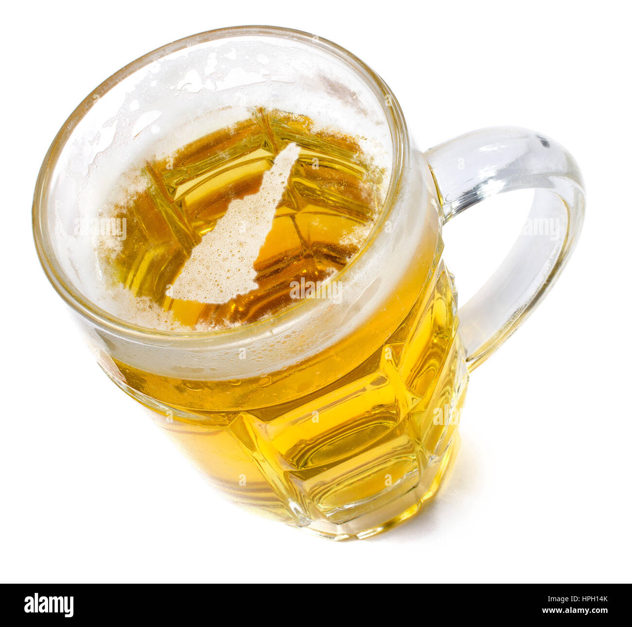 Beer head in the shaped of New Hampshire and a beer.(series Stock Photo ...