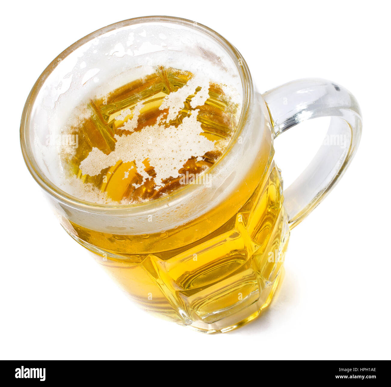 Beer head in the shaped of Europe and a beer.(series Stock Photo - Alamy