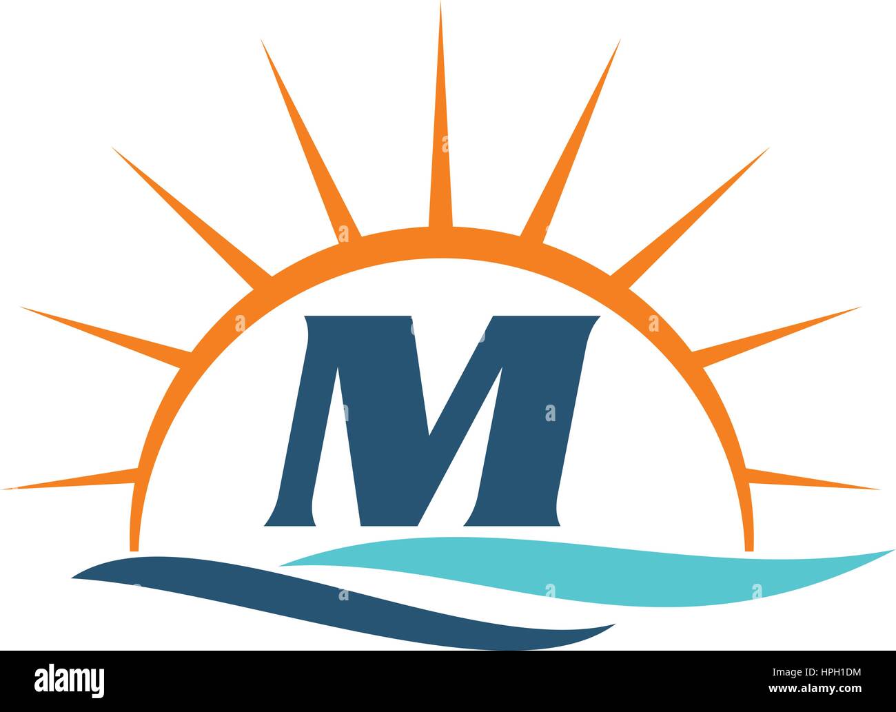Wave Sunset Initial M Stock Vector Image & Art - Alamy