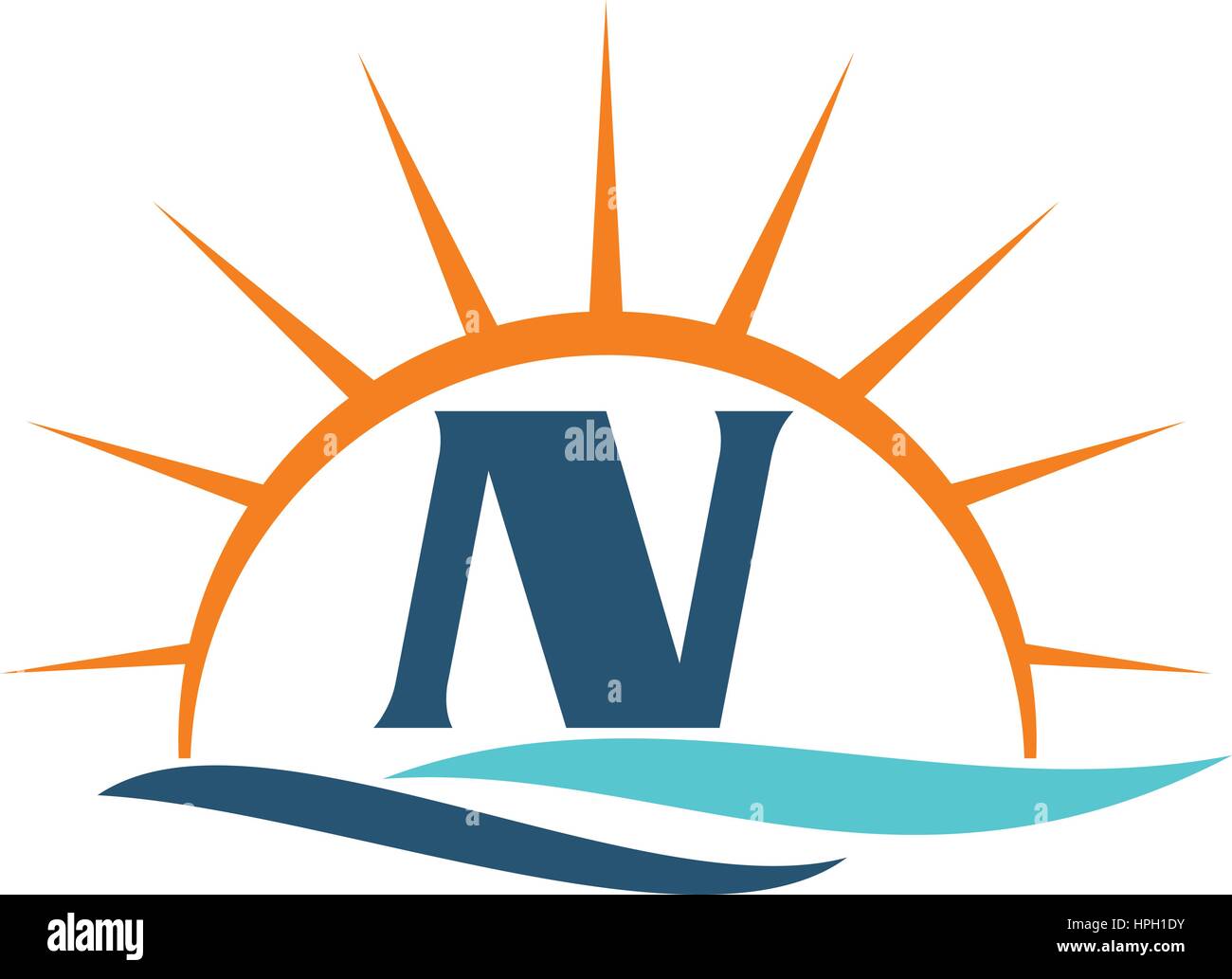 Wave Sunset Initial N Stock Vector Image & Art - Alamy