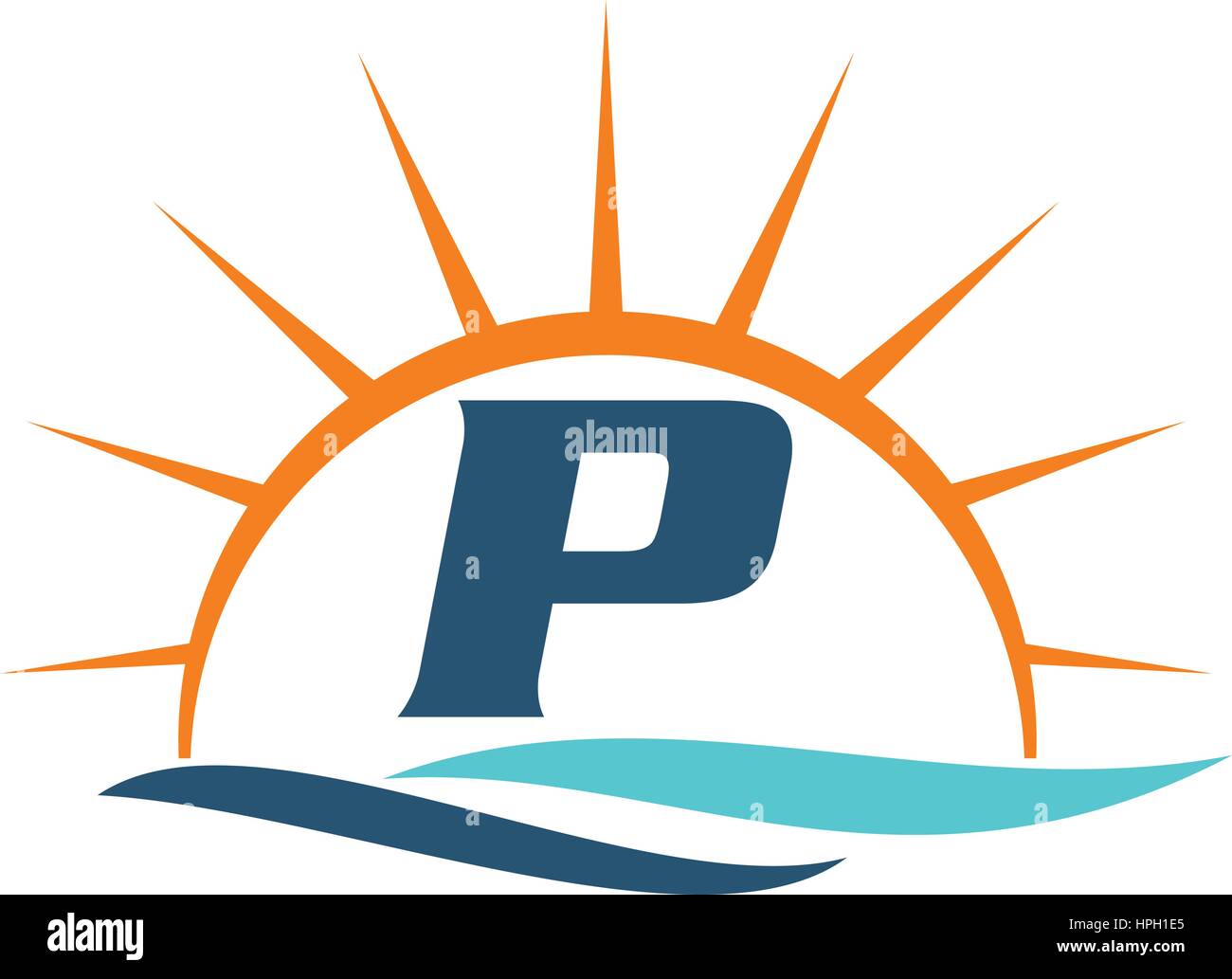 Wave Sunset Initial P Stock Vector Image & Art - Alamy