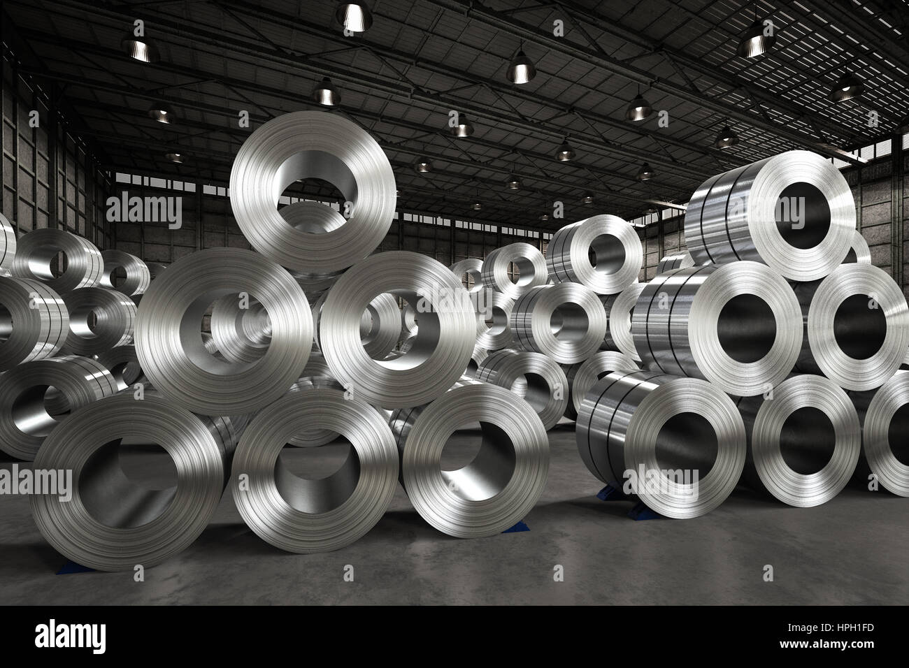 3d rendering roll of steel sheet in factory Stock Photo - Alamy