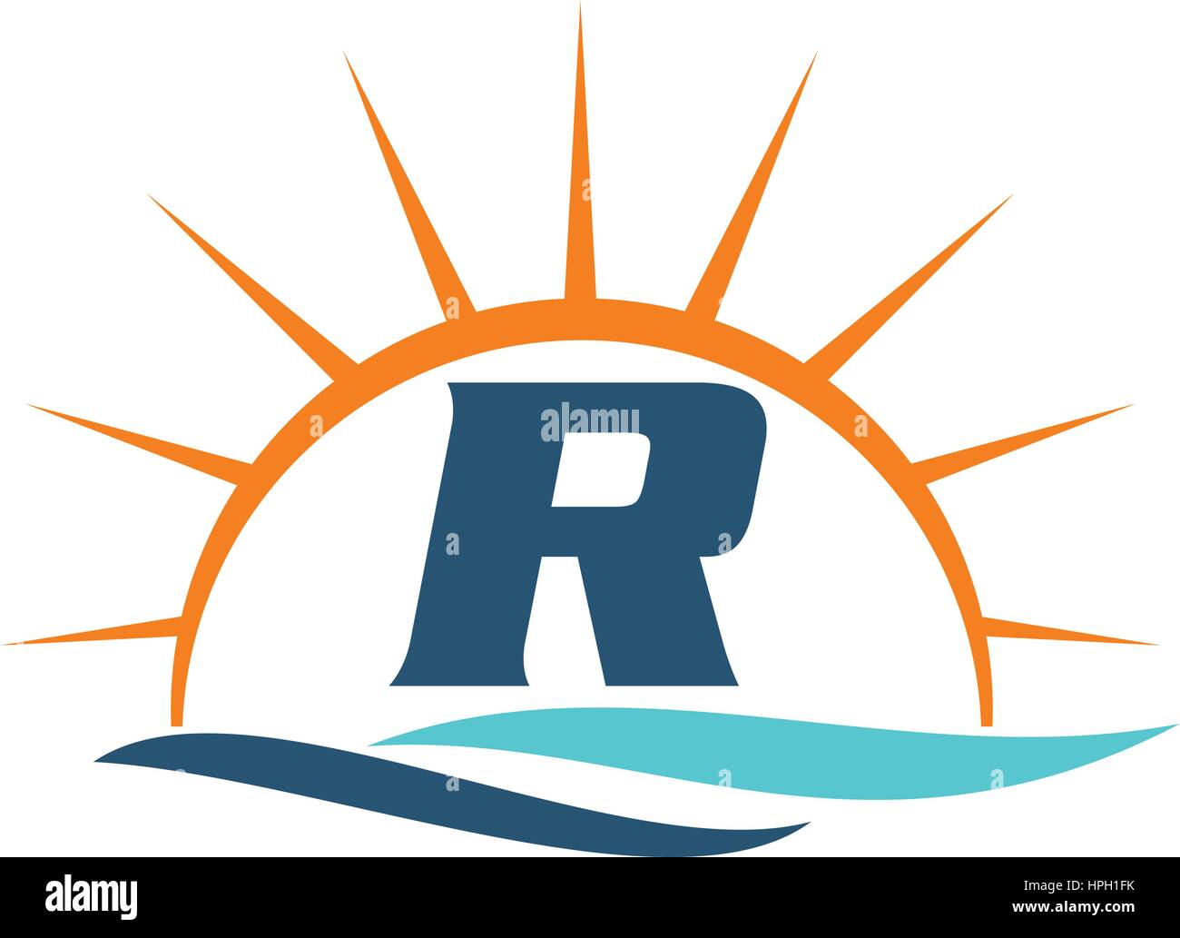 Wave Sunset Initial R Stock Vector Image & Art - Alamy