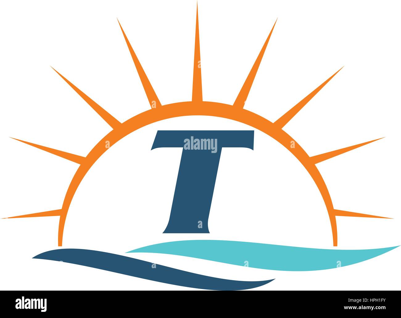 Wave Sunset Initial T Stock Vector Image & Art - Alamy