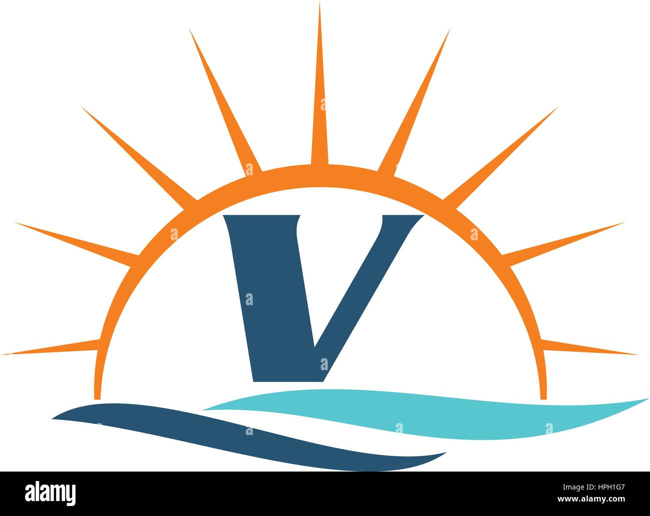 Wave Sunset Initial V Stock Vector Image & Art - Alamy