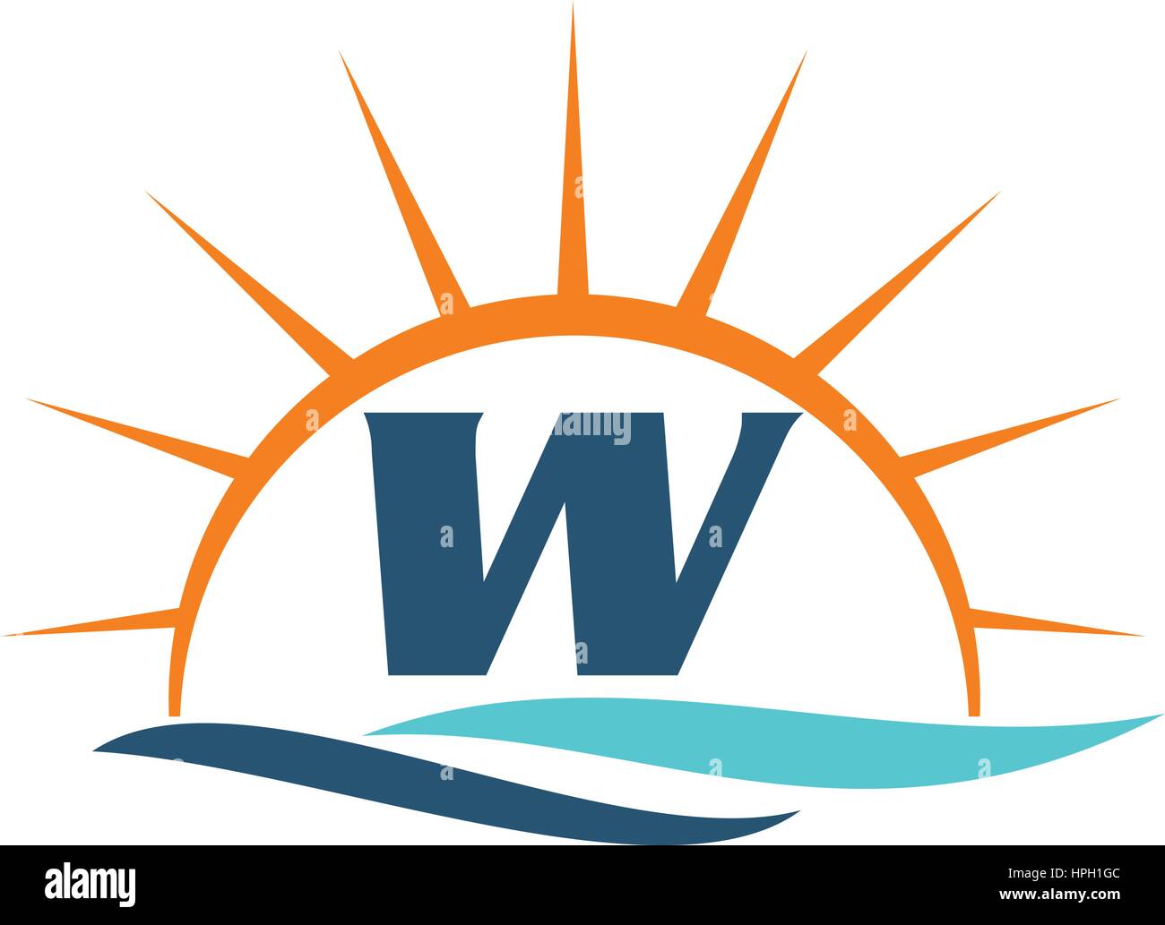 Wave Sunset Initial W Stock Vector Image & Art - Alamy