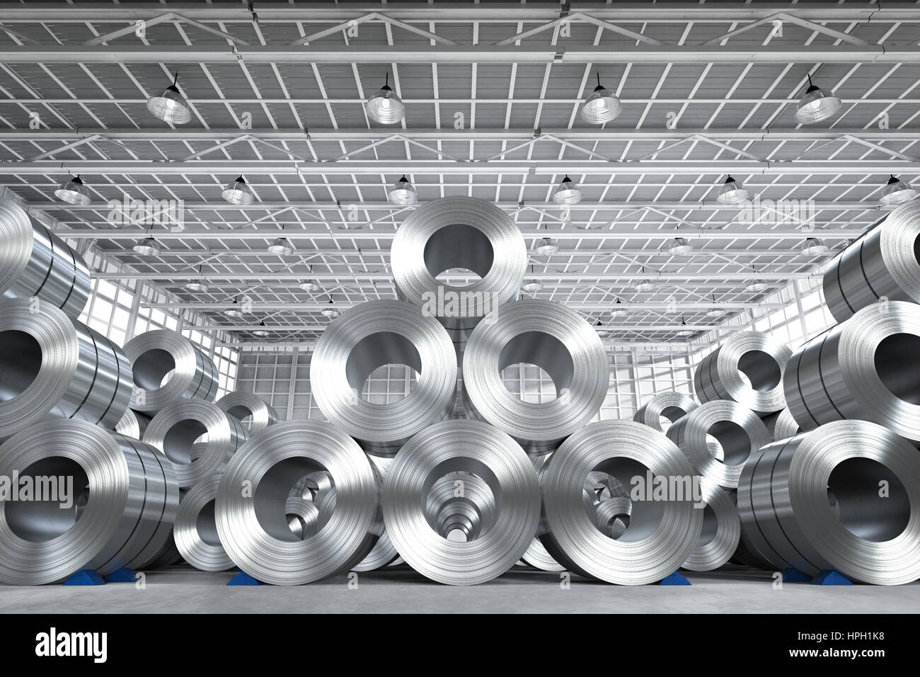 3d rendering roll of steel sheet in factory Stock Photo - Alamy