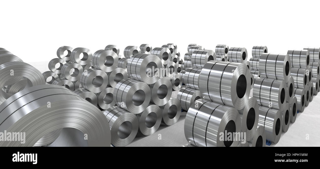 3d rendering roll of steel sheet in factory Stock Photo - Alamy