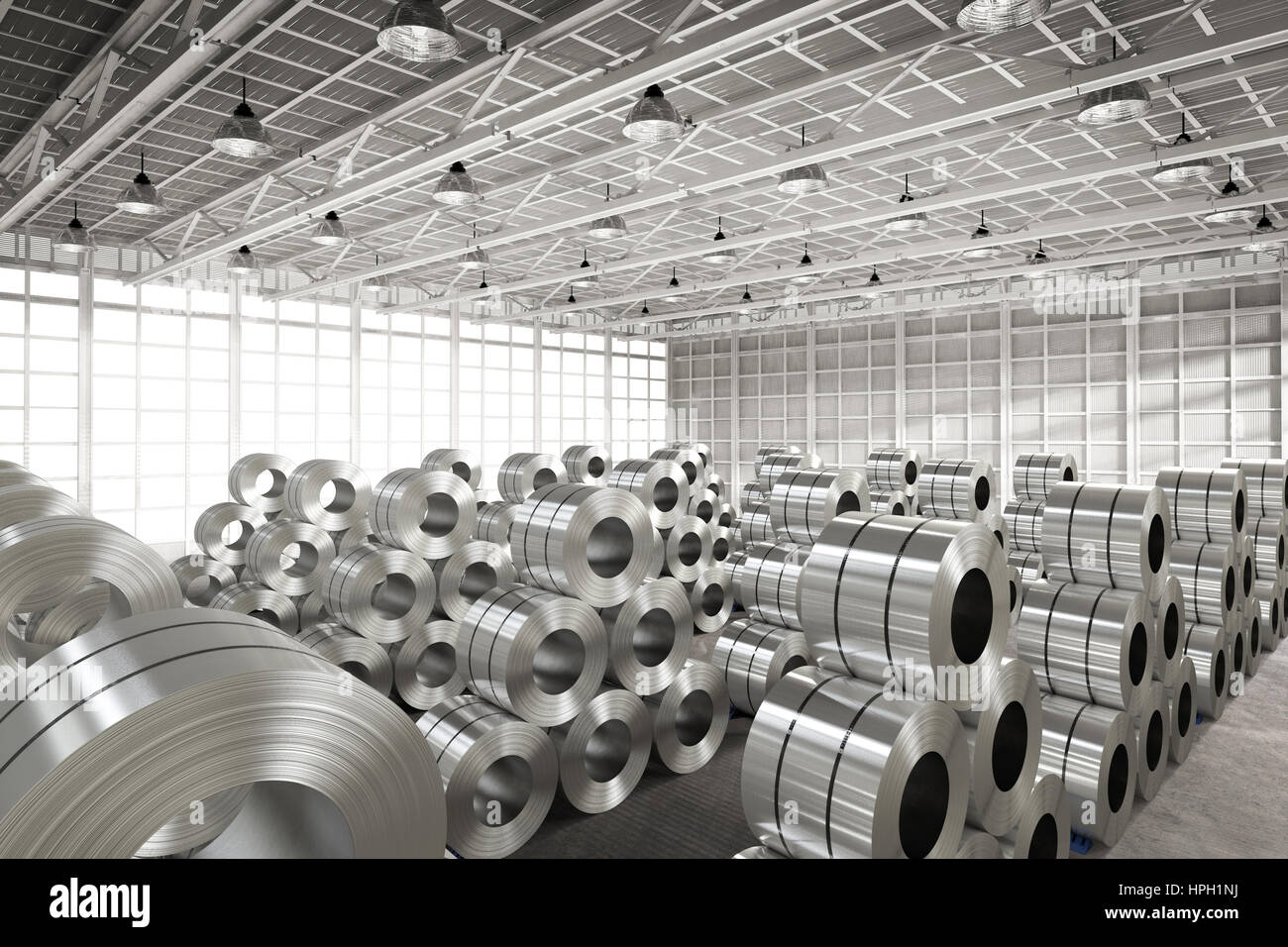 3d rendering roll of steel sheet in factory Stock Photo - Alamy